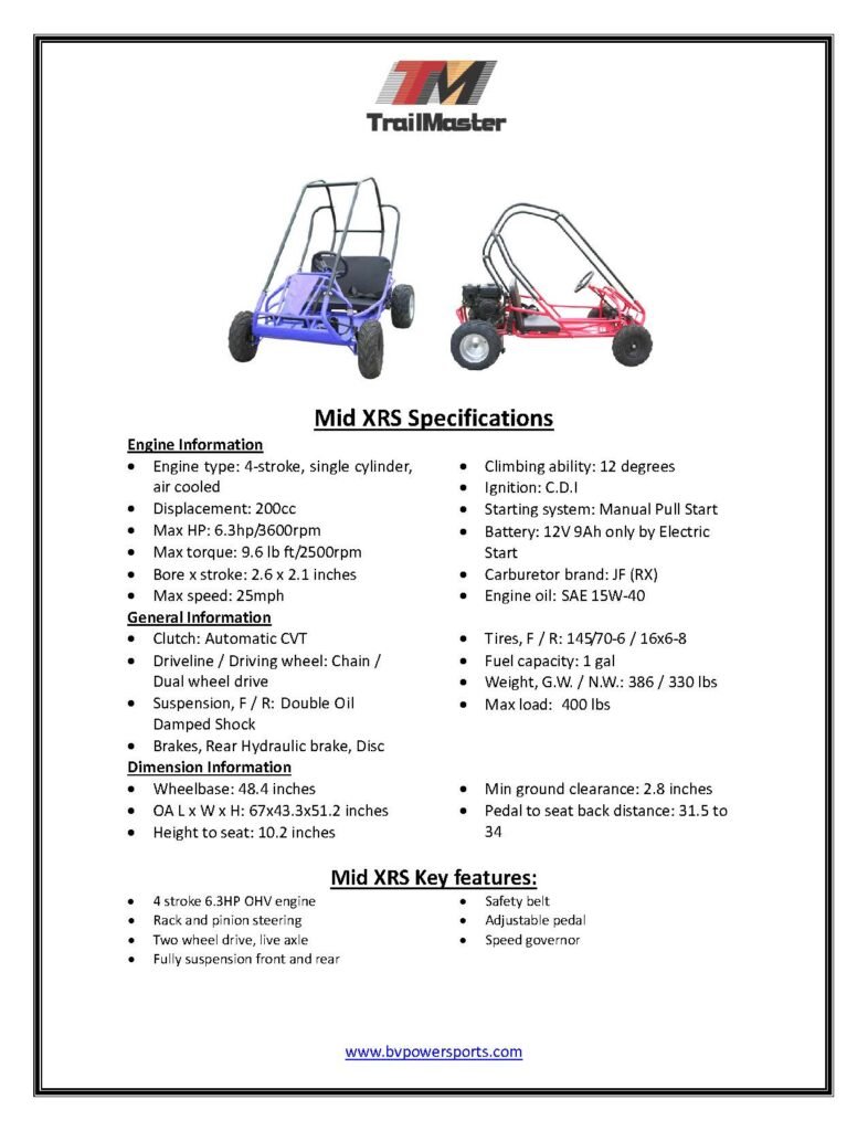 TRAILMASTER MID XRS Mid-Size Go Kart For Older kids 10 to 14. 196 CC ...